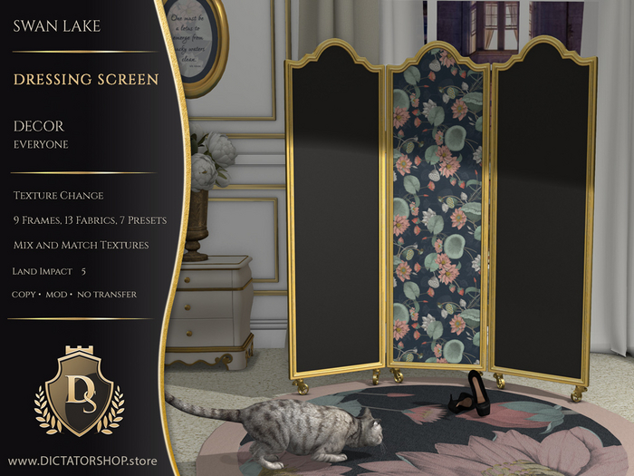 Second Life Marketplace - [Ds] Swan Lake - Dressing Screen Decor